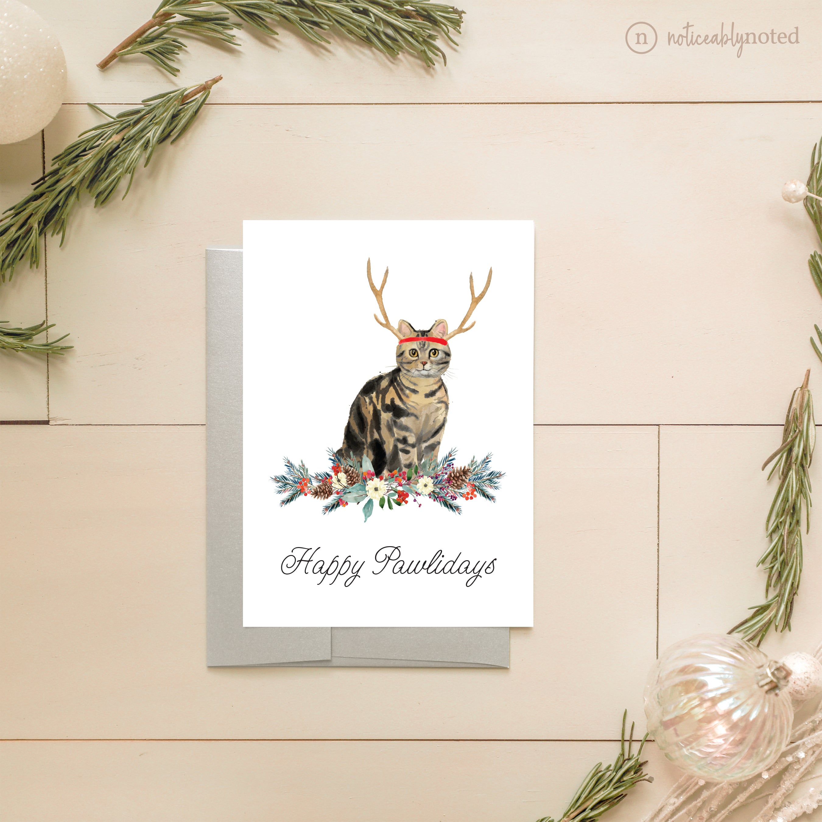 American Shorthair Cat Holiday Greeting Card – Noticeably Noted