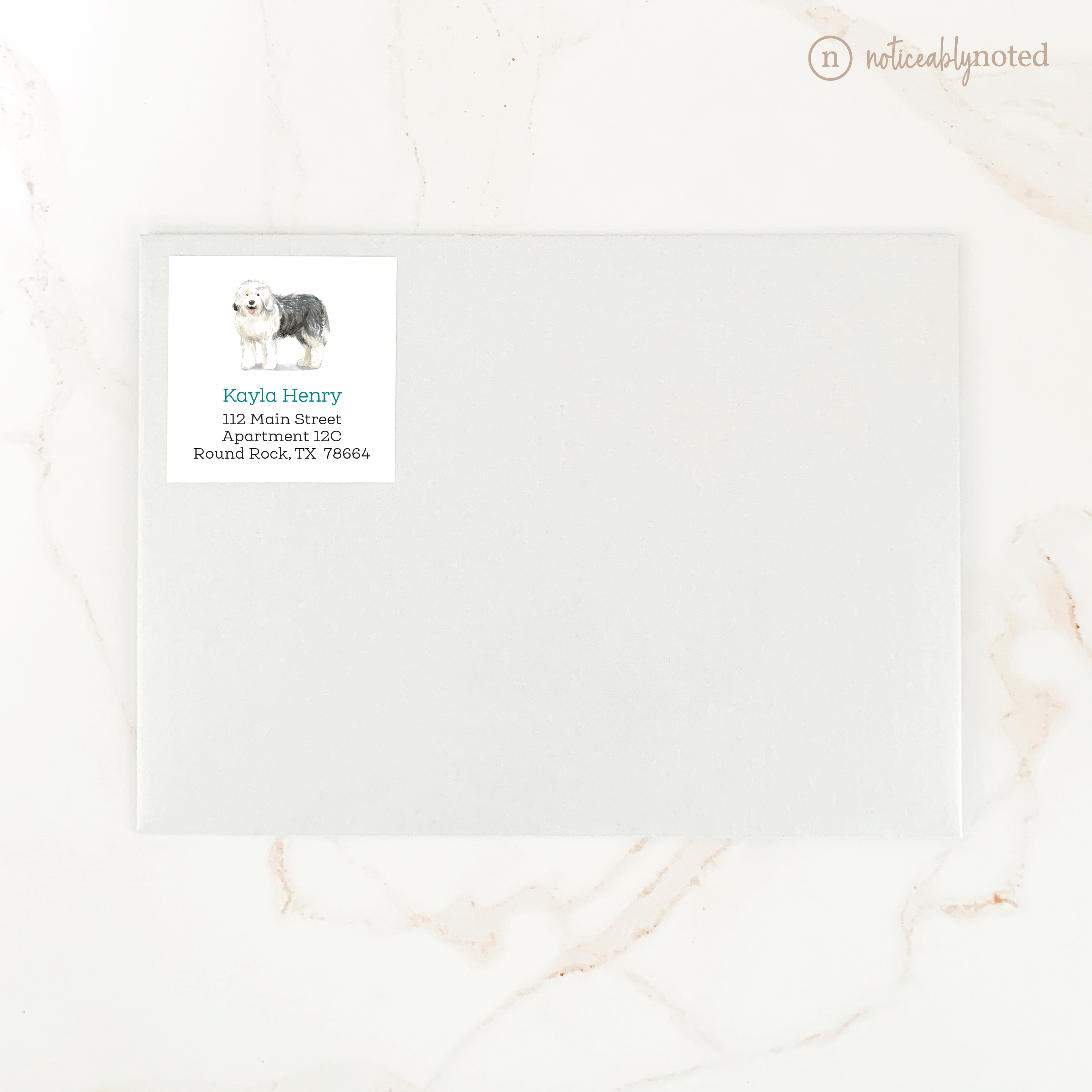 Old English Sheepdog Square Address Labels – Noticeably Noted